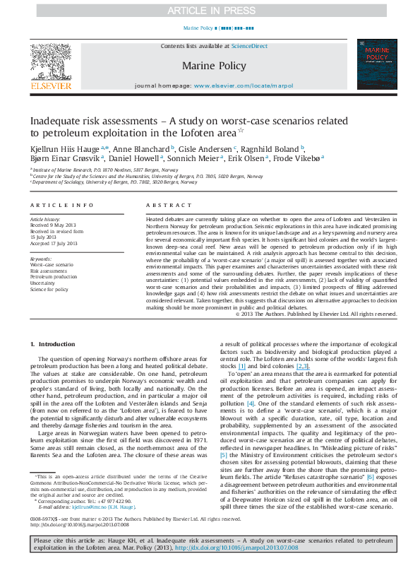 (PDF) Inadequate risk assessments - A study on worst-case scenarios ...