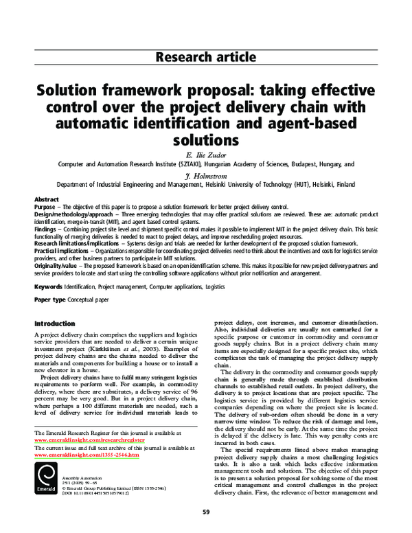 (PDF) Solution framework proposal: taking effective control over the ...