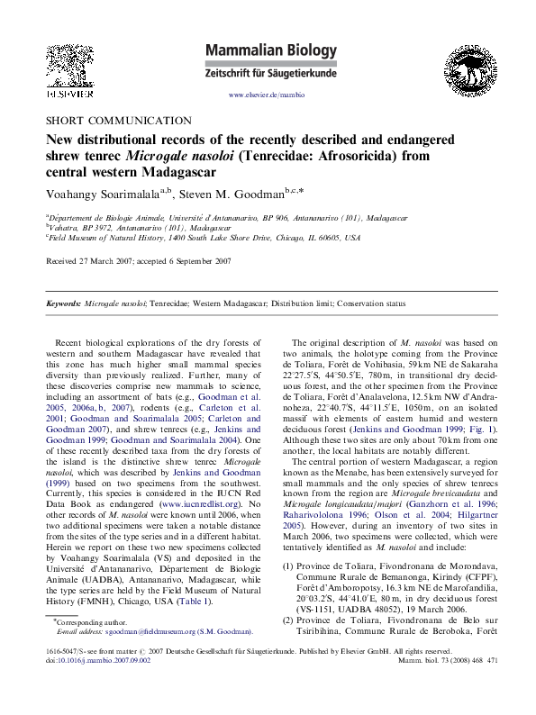 (PDF) New distributional records of the recently described and ...