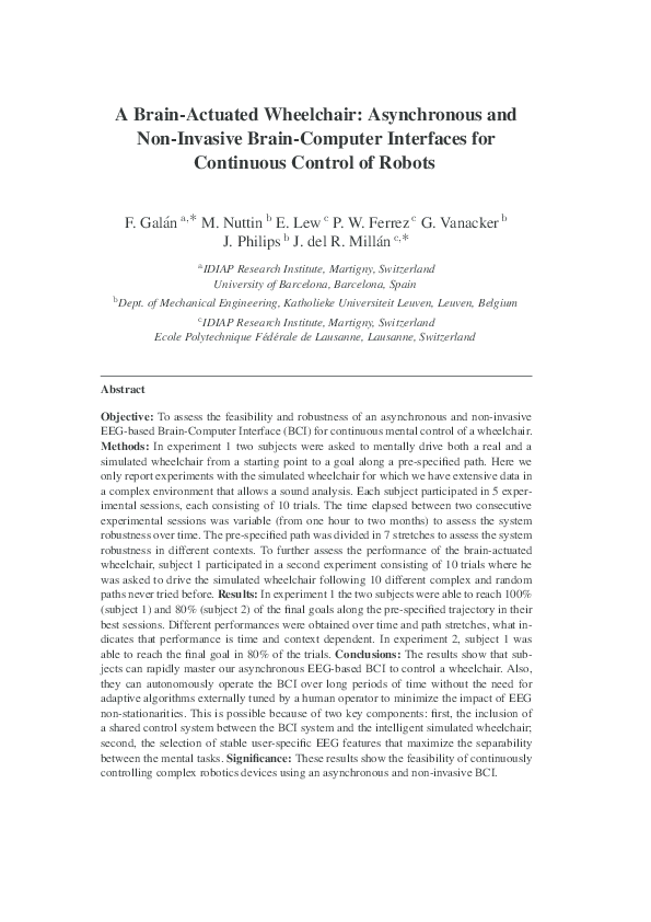 (PDF) A brain-actuated wheelchair: Asynchronous and non-invasive Brain–computer interfaces for ...