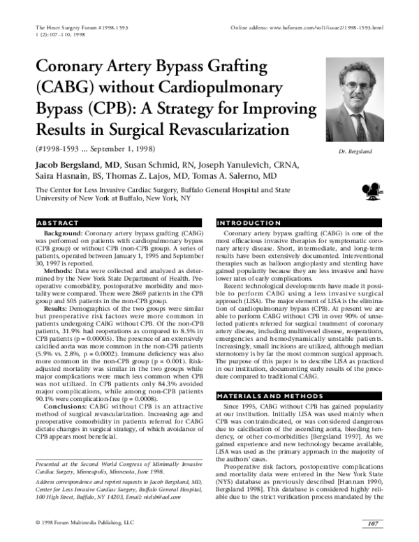 (PDF) Coronary artery bypass grafting (CABG) without cardiopulmonary ...