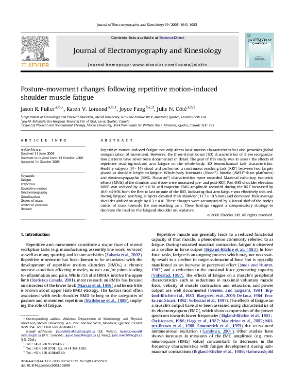 (PDF) Posture-movement changes following repetitive motion-induced ...
