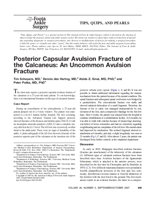 (PDF) Posterior Capsular Avulsion Fracture of the Calcaneus: An ...
