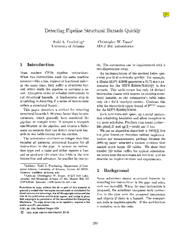 (PDF) Detecting pipeline structural hazards quickly
