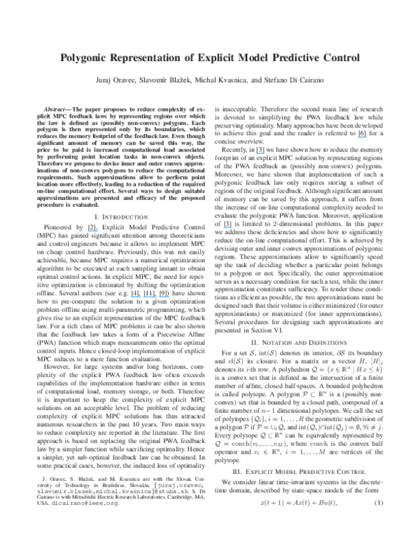 (PDF) Polygonic representation of Explicit Model Predictive Control