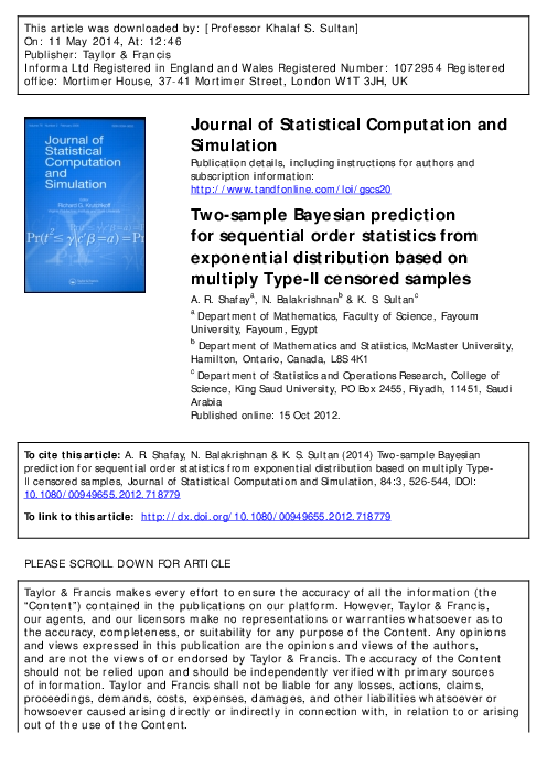 Pdf Two Sample Bayesian Prediction For Sequential Order Statistics