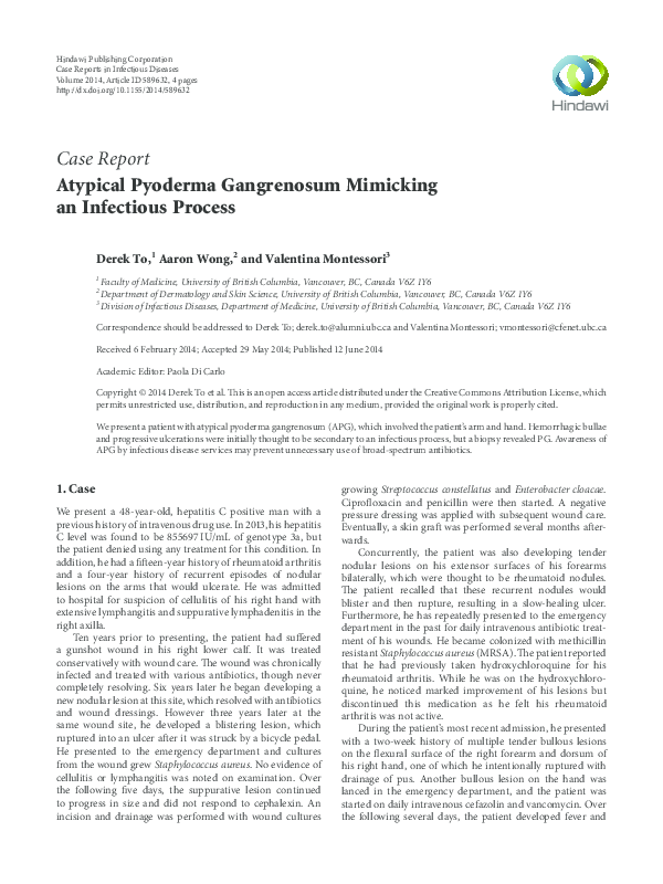 (PDF) Atypical pyoderma gangrenosum mimicking an infectious process