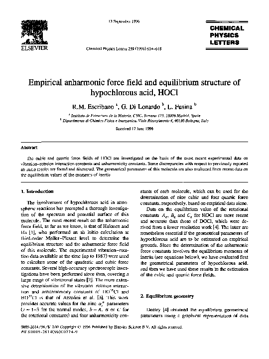 (PDF) Empirical anharmonic force field and equilibrium structure of ...