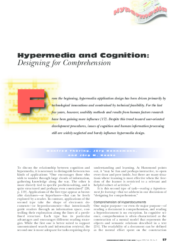 (PDF) Hypermedia and cognition: designing for comprehension