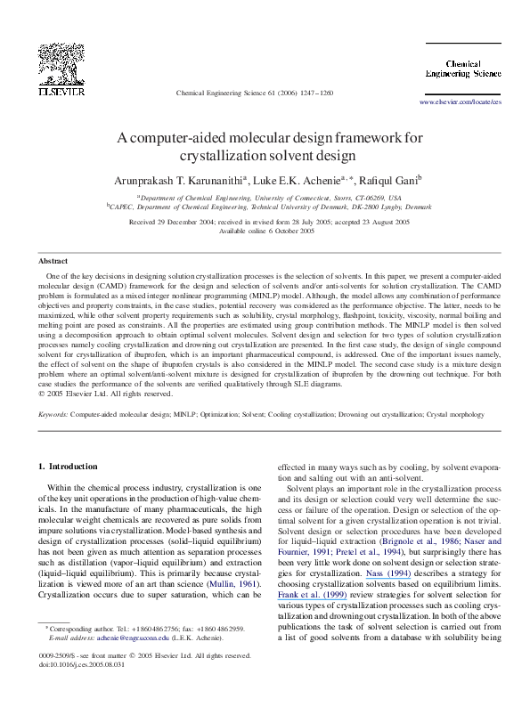(PDF) A computer-aided molecular design framework for crystallization ...