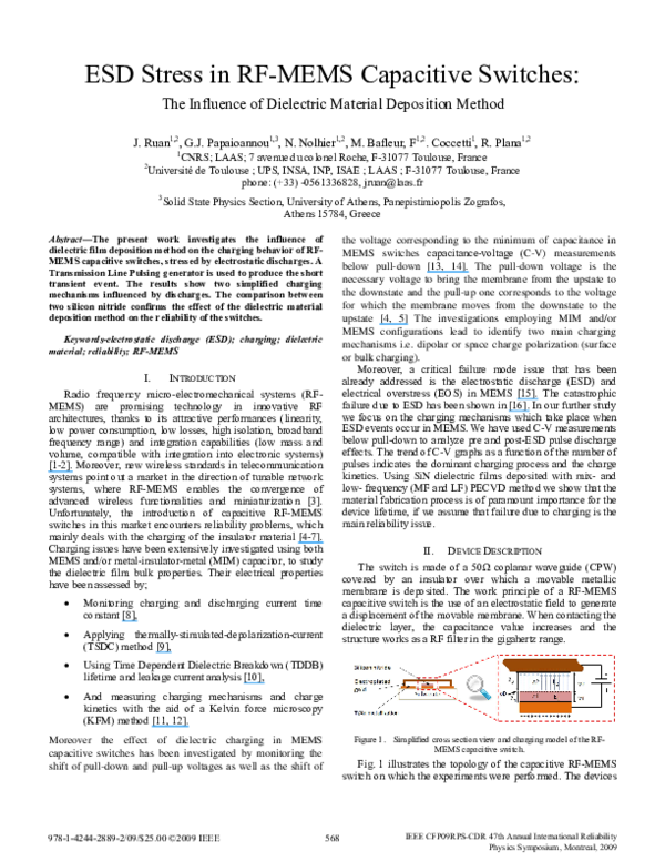 (PDF) ESD stress in RF-MEMS capacitive switches: The influence of ...