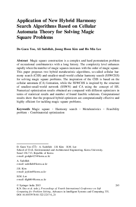 (PDF) Application of New Hybrid Harmony Search Algorithms Based on Cellular Automata Theory for ...