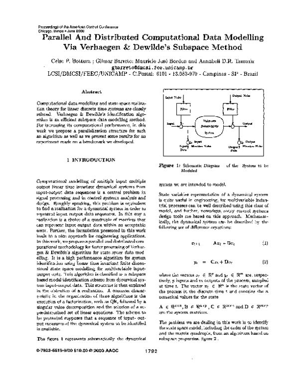 (PDF) Parallel and distributed computational data modeling via Verhaegen and Dewilde's subspace ...