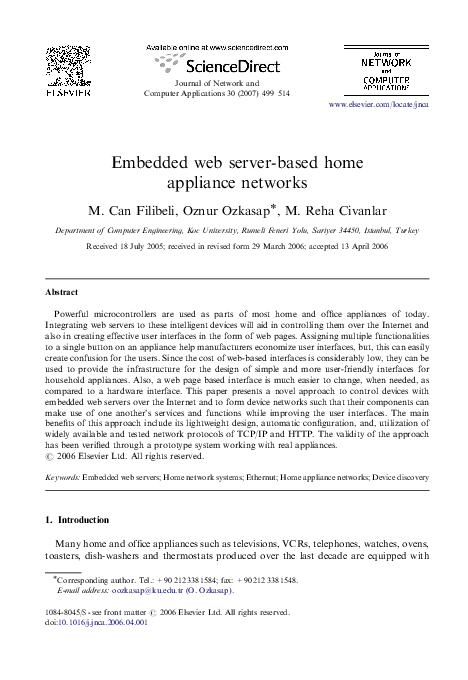 Pdf Embedded Web Server Based Home Appliance Networks Reha Civanlar