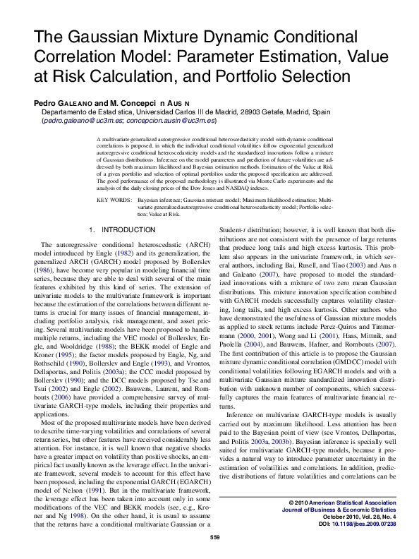 Pdf The Gaussian Mixture Dynamic Conditional Correlation Model