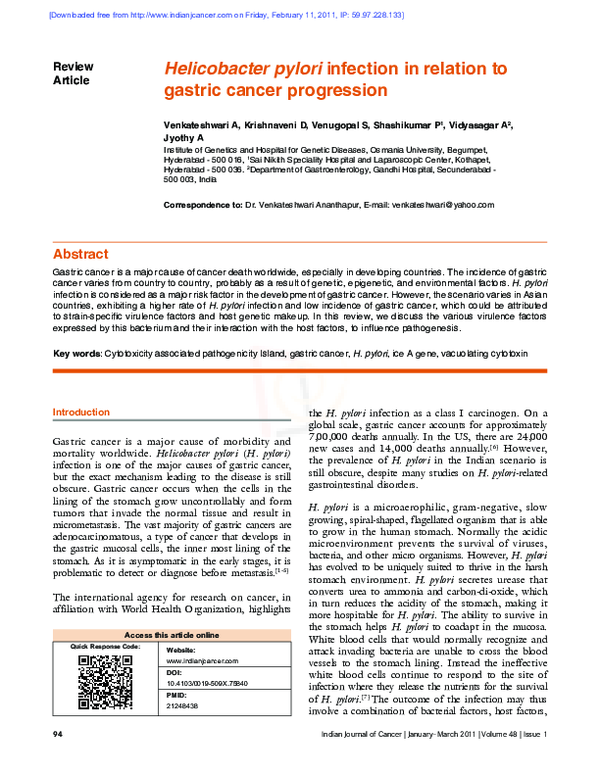(PDF) Helicobacter pylori genotypes and types of gastritis in first ...