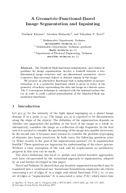 (PDF) A Geometric-Functional-Based Image Segmentation and Inpainting