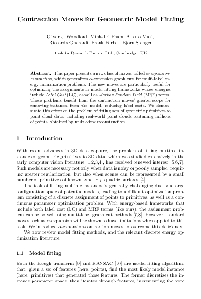 Contraction moves for geometric model fitting