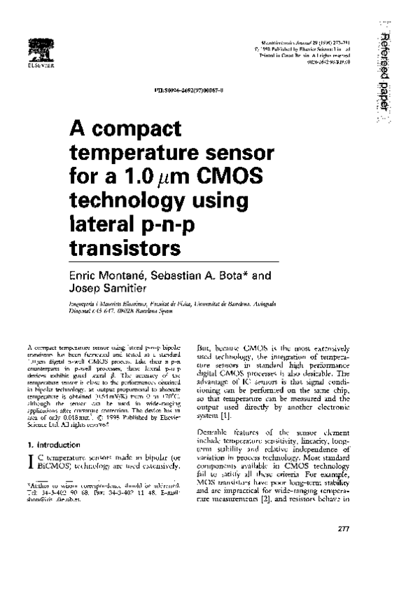 (PDF) A compact temperature sensor for a 1.0 μm CMOS technology using ...