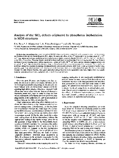 (PDF) Analysis of the SiO2 defects originated by phosphorus implantation in MOS structures