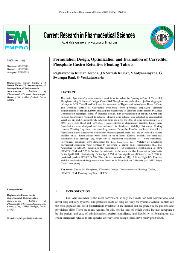 Pdf Development And Evaluation Of Gastric Floating Tablets Of Riboflavin Using Box Behnken