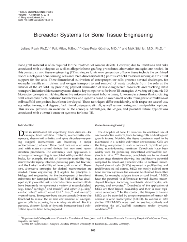 (PDF) Bioreactor Systems for Bone Tissue Engineering