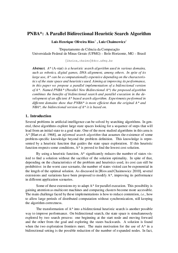 (PDF) PNBA*: A Parallel Bidirectional Heuristic Search Algorithm