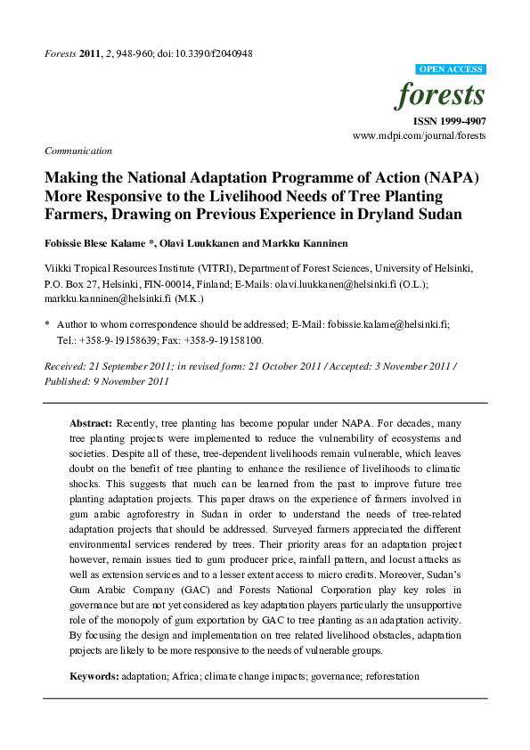 (PDF) Making the National Adaptation Programme of Action (NAPA) More ...