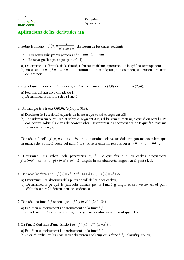 (PDF) Aplicacions de les derivades (III