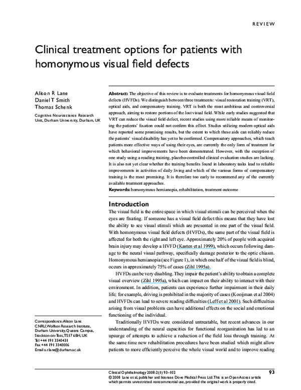 (PDF) Clinical treatment options for patients with homonymous visual ...