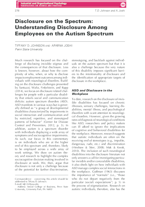 (PDF) Disclosure on the Spectrum: Understanding Disclosure Among ...