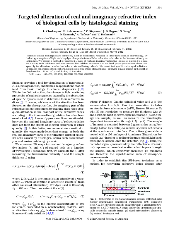(PDF) Targeted alteration of real and imaginary refractive index of ...