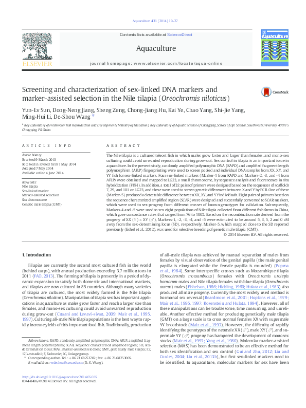 Pdf Screening And Characterization Of Sex Linked Dna Markers And