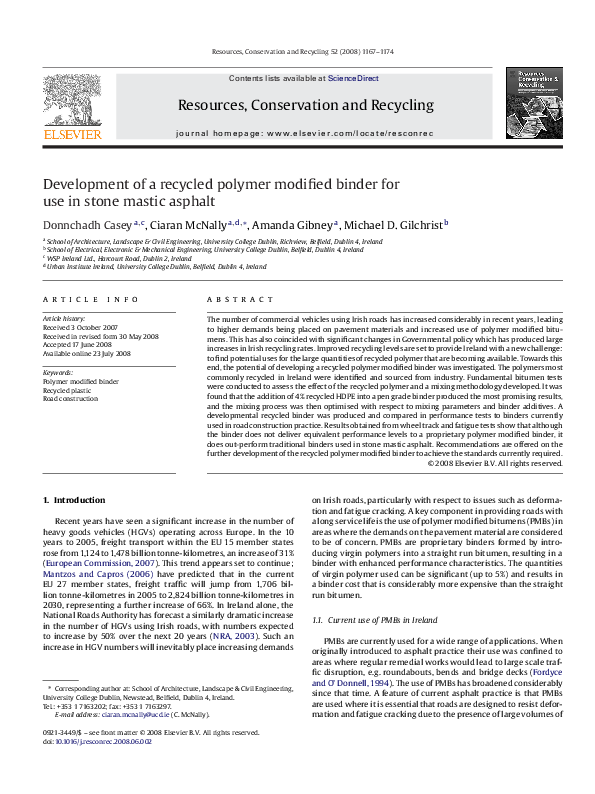 (PDF) Development of a recycled polymer modified binder for use in ...