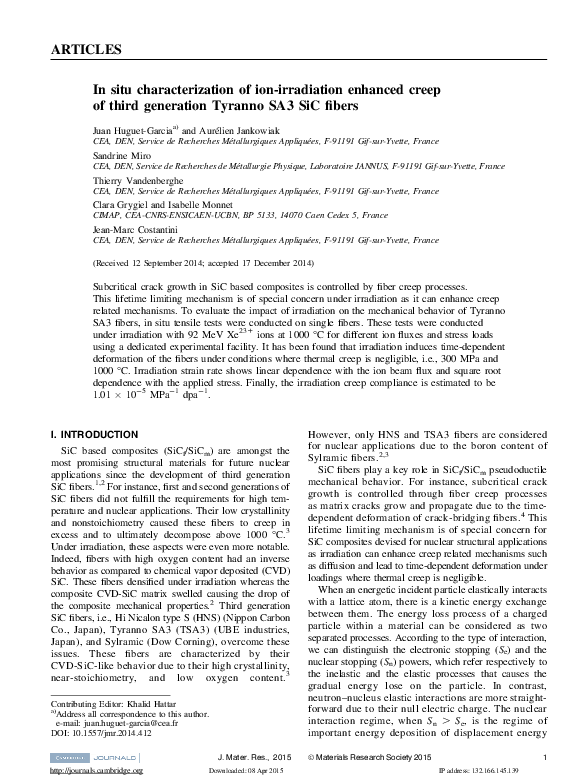 (PDF) In situ characterization of ion-irradiation enhanced creep of ...
