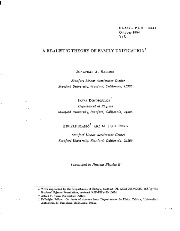 (PDF) A realistic theory of family unification