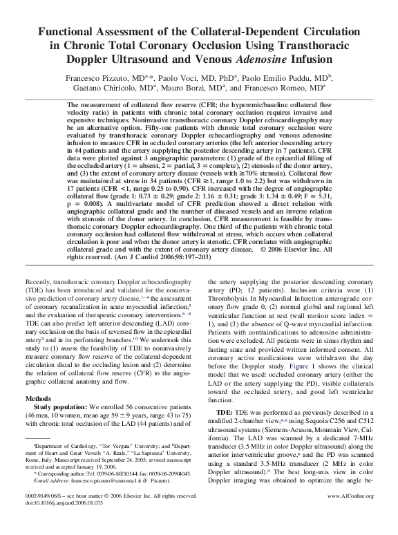 (PDF) Functional Assessment of the Collateral-Dependent Circulation in ... (PDF) Functional Assessment of the Collateral-Dependent Circulation in ...