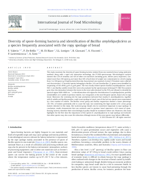 (PDF) Diversity of spore-forming bacteria and identification of ...