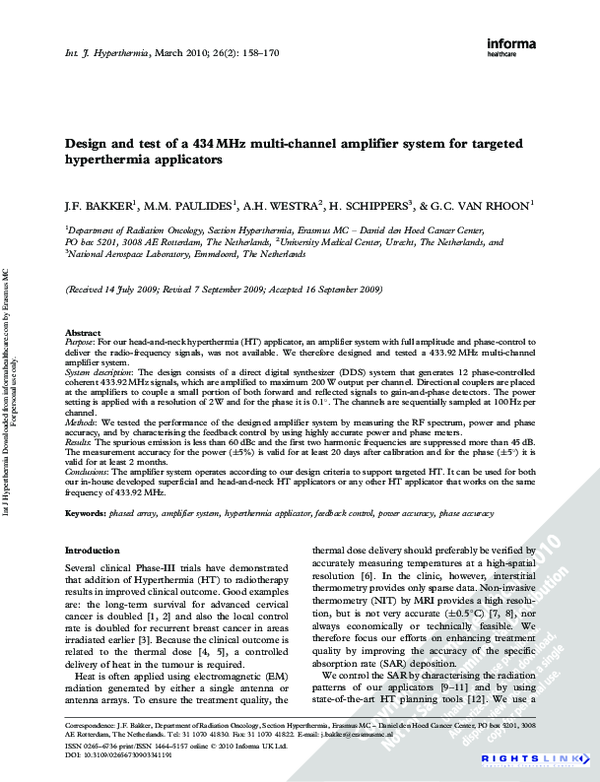(PDF) Design and test of a 434 MHz multi-channel amplifier system for ...