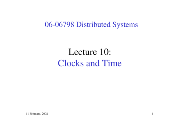 (PDF) Lecture 10: Clocks and Time Distributed System
