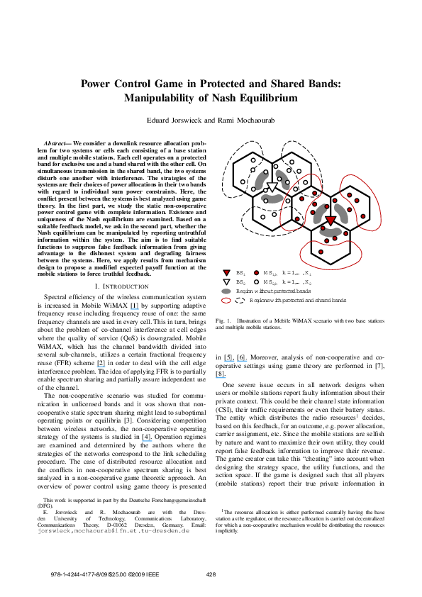 (PDF) Power control game in protected and shared bands: Manipulability ...