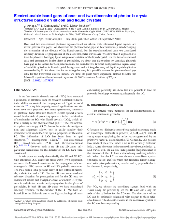 (PDF) Electrotunable band gaps of one- and two-dimensional photonic crystal structures based on ...