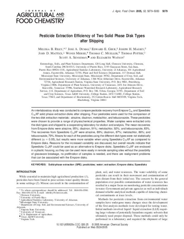 (PDF) Pesticide Extraction Efficiency of Two Solid Phase Disk Types ...