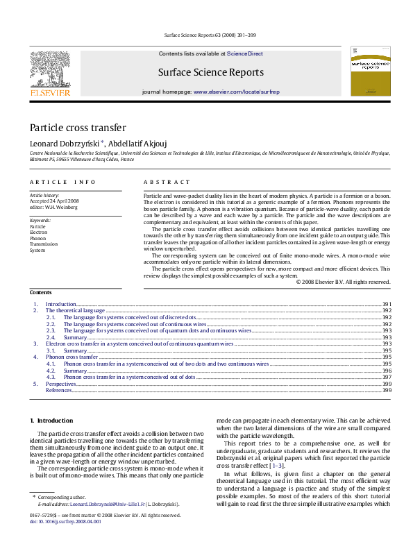 (PDF) Particle cross transfer