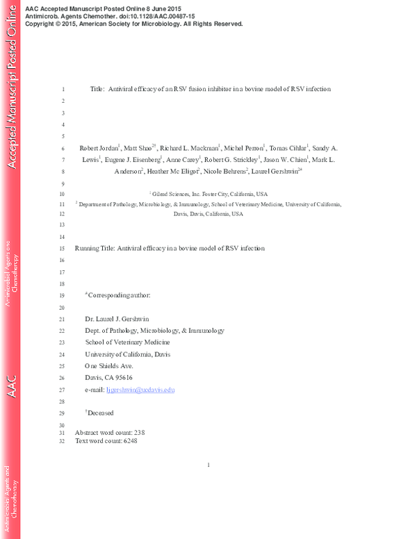 (PDF) Antiviral efficacy of an RSV fusion inhibitor in a bovine model ...