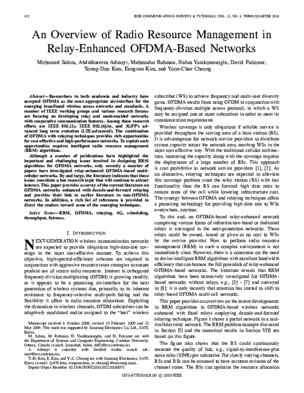 (PDF) An Overview of Radio Resource Management in Relay-Enhanced OFDMA-Based Networks