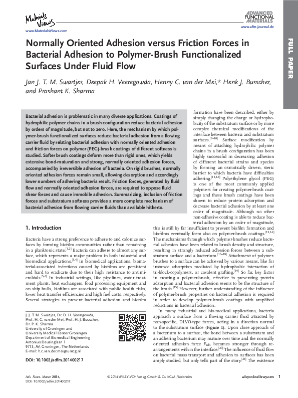 (PDF) Normally Oriented Adhesion versus Friction Forces in Bacterial ...
