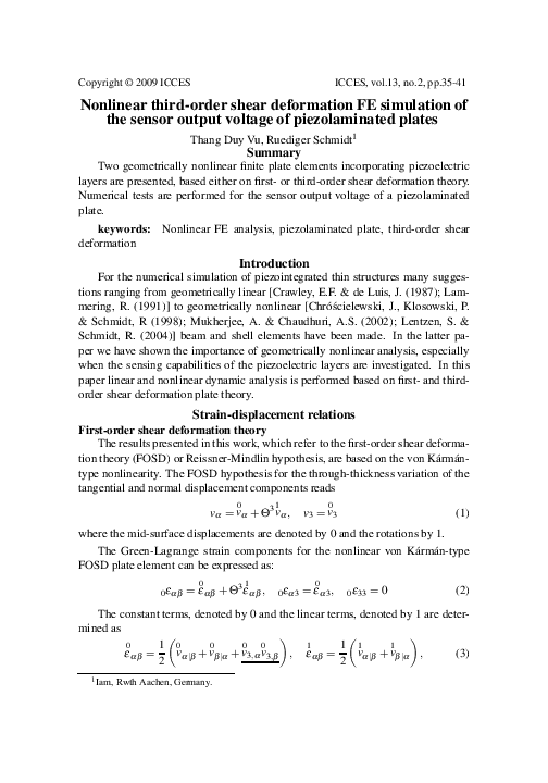(PDF) Nonlinear third-order shear deformation FE simulation of the sensor output voltage of ...