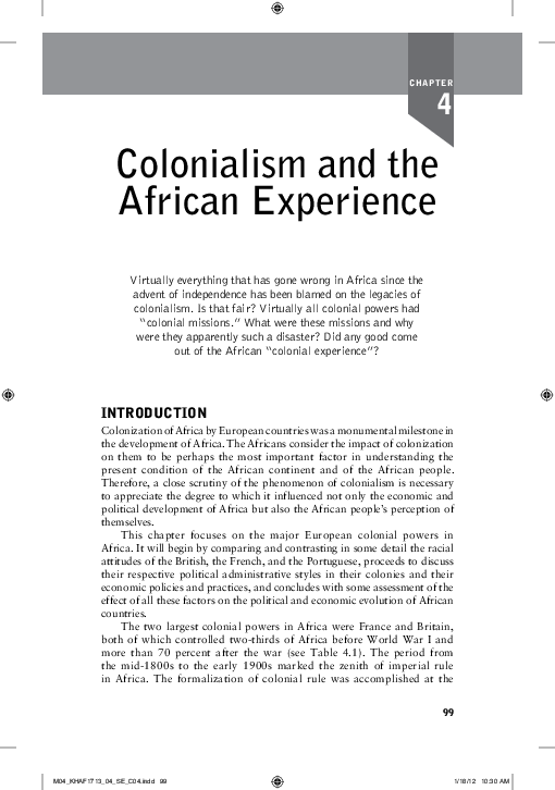 Colonialism and the African Experience