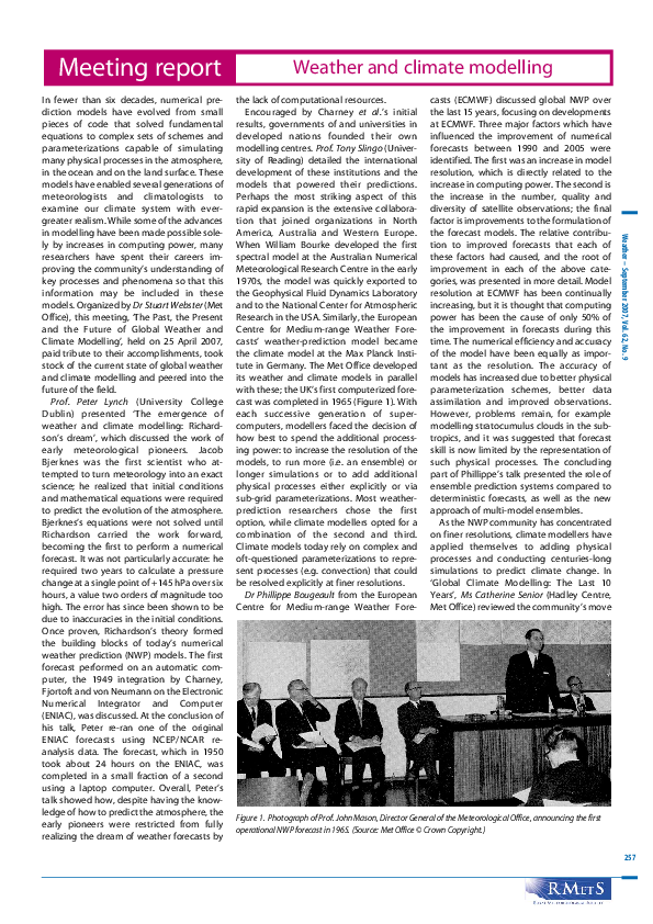 (PDF) Weather and climate modelling